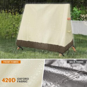 Outdoor Hammock Swing Cover A Frame 420D Waterproof Patio Porch Swing Chair Cover UV Resistant Weather Protector Patio Furniture Cover 72x67x55 Inch, Beige