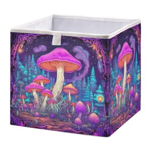 emelivor mushrooms leaves plants cartoon cube storage bin fabric storage cubes collapsible foldable storage baskets organizer containers for shelves nursery closer bedroom home,11 x 11inch