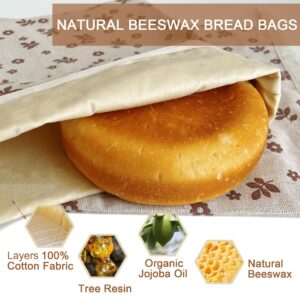 2 Pack Reusable Beeswax Bread Bags,Bread Bags for Homemade Bread,Cotton Beeswax Bread Bag to Keep Fresh,Sourdough Bread Bags