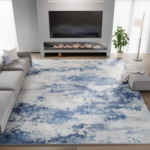 area rugs for living room rug 5x7 carpet-rugs for bedroom abstract modern dining room rug office rug low pile machine washable rug non slip durable grey blue rug