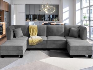 jamfly modular sectional sofa u shaped sectional couch with reversible chaise convertible sectional couches for living room, 6 seat sofa couch with ottomans, drak grey