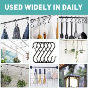 12 Pcs S Hooks for Hanging Heavy Duty, 3.5-inch Heavy Duty Metal S Hooks with Safety Buckle, S Shaped Hooks, Pot Rack Hooks, Closet Hooks, S Hooks for Hanging Plants, Kitchen Utensil, Pot, Pan, Bags.