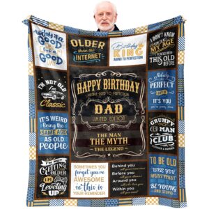 dad birthday gift blanket 60" x 50", birthday gifts for dad from daughter, dad gifts for birthday, father birthday gifts ideas, daddy birthday gifts from son, happy birthday dad gifts from kids