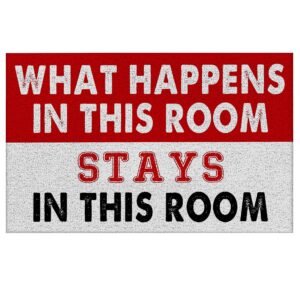 supwhd man cave decor for men - what happens in this room stays in this room door mat for guys mens room bedroom college dorm decor, front door mats outdoor entrance, man cave accessories, 17x30 inch