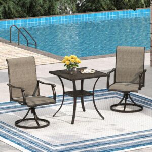 vicllax 3 pieces small patio dining set, patio furniture with 2 patio swivel dining chairs and black patio dining table