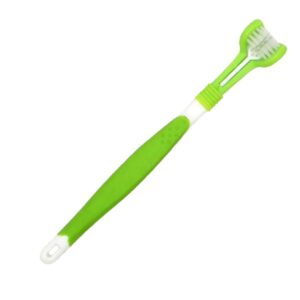 hperu pet toothbrush triple multi angle dog toothbrush for pet tartar teeth care green pvc bathtub