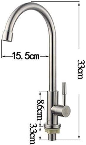 LCARY Swive SUS304 Stainless Steel Cold Water Tap Kitchen Sink Faucet, Brushed