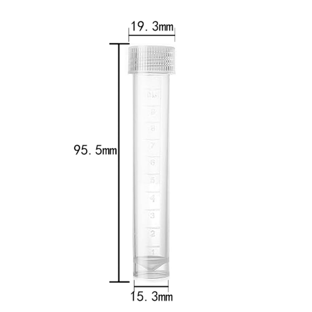 WELANGBN 10pcs 10ml Lab Plastic Frozen Test Tubes Vial Seal Cap Container for Laboratory School Educational