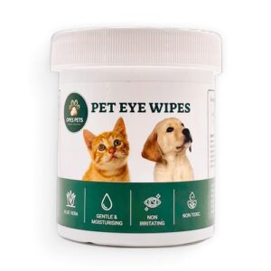 opes pets cats & dogs eye & face wipes, gently removes discharge, 100% plant-based, biodegradable, 200 count.