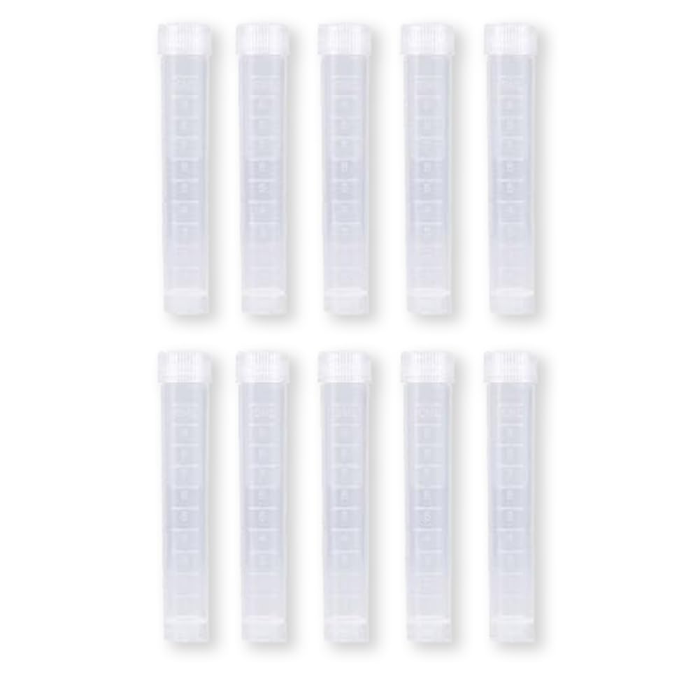 WELANGBN 10pcs 10ml Lab Plastic Frozen Test Tubes Vial Seal Cap Container for Laboratory School Educational