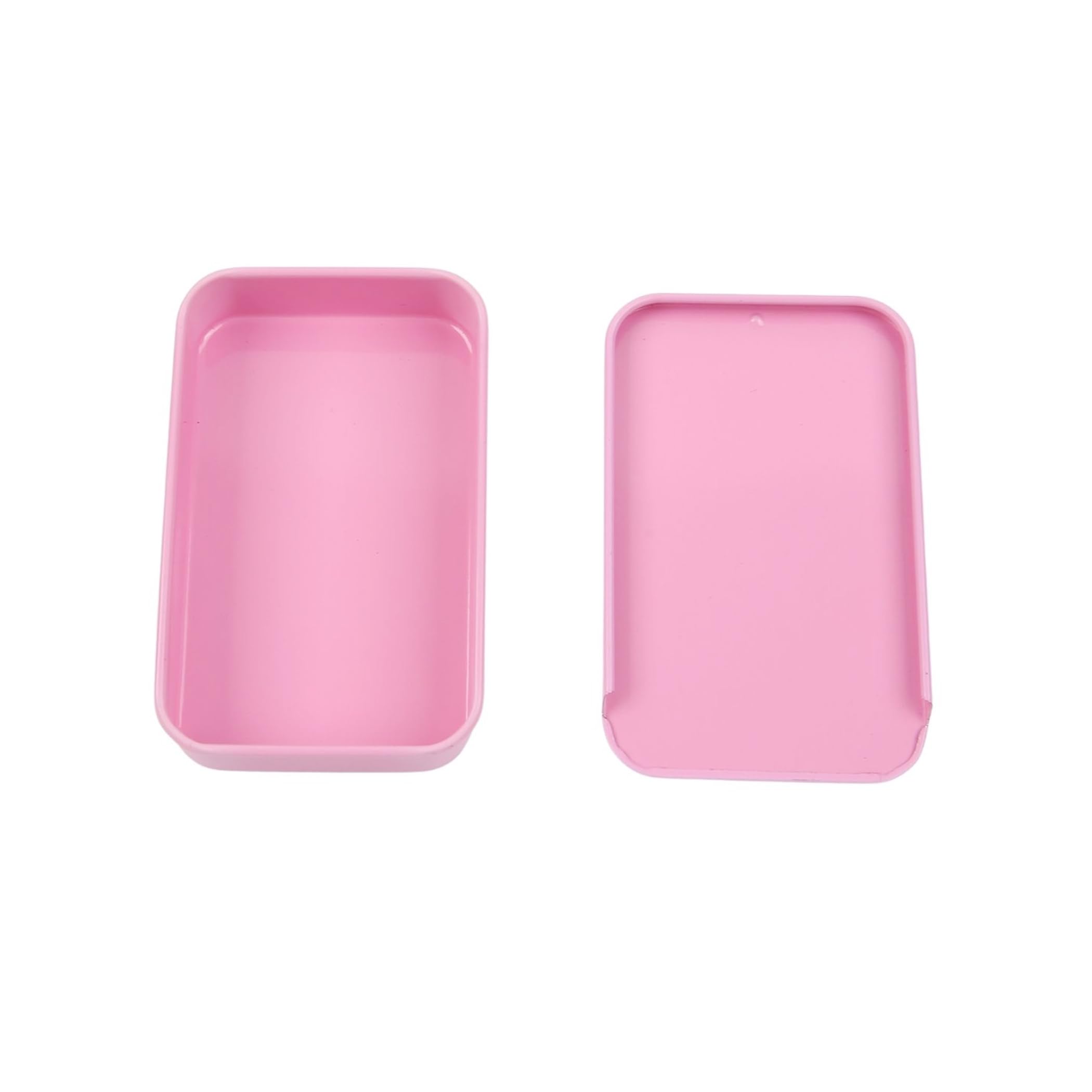 Vagocom 2Pcs Portable Metal Boxes with Lid,3.1x1.9x0.6inch / 80x50x15mm Small Empty Container Push and Pull Case for Home and Travel(Pink)