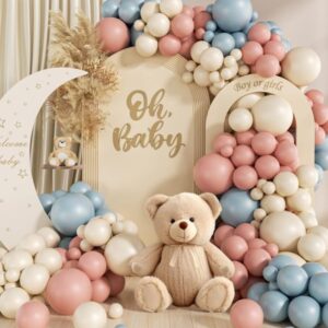 Gender Reveal Balloon Garland Arch Kit, 130pcs Dusty Pink and Blue Balloons Arch for Boho Neutral Theme Baby Shower Birthday Gender Reveal Decoration