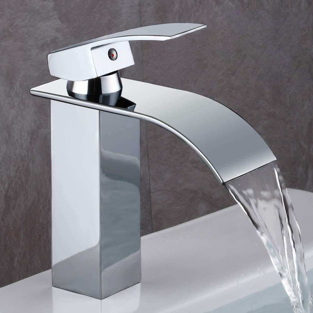 LEEOX Waterfall Faucet, Washbasin Single Lever Mixer Tap, Waterfall Tap, Bath Mixer tap, Single Lever Mixer tap, tap for Bathroom, for Kitchen, Bathroom, Washbasin Mixer Tap Hot and Cold