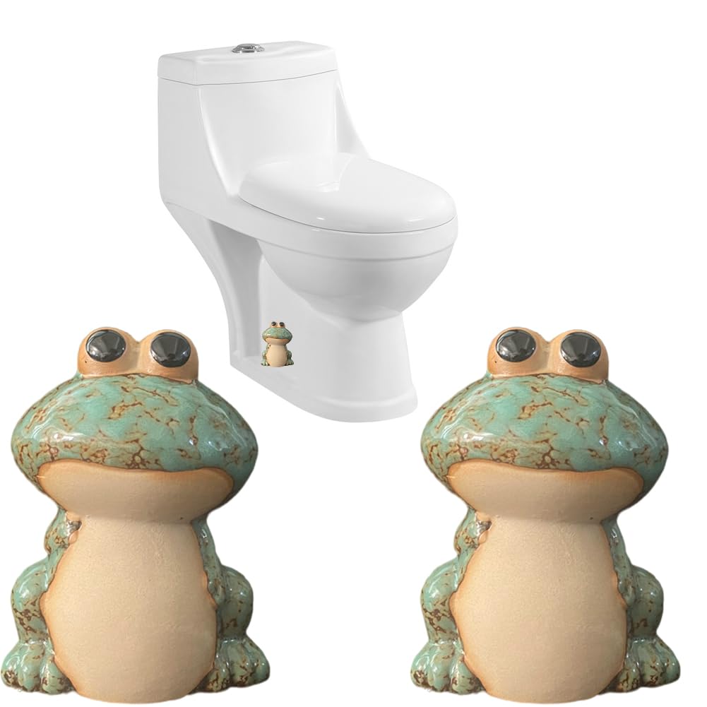 Frog Toilet Bolt Caps Ceramic Toilet Bolt Covers Decorative Toilet Screw Cover Caps, Toilet Caps for Bottom of Toilet, Cute Toilet Bowl Bolt Covers for Bathroom Decor, Easy to install (Green)