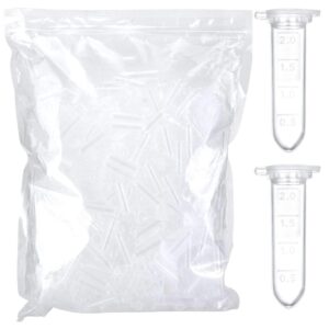 zoomto 2ml microcentrifuge tubes 1000pcs,centrifuge tubes with attached lid,clear round micro centrifuge small sample bottle vials container for lab,plastic lab snap tubes,[2ml, 2 bag packs,1000pcs]