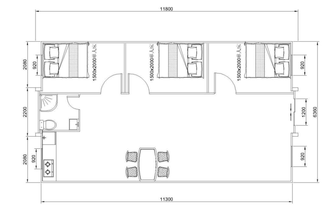 Expandable Modular House x 40ft - Portable Home with 3 Bedrooms, Kitchen, Bathroom, MH-EX3BKB