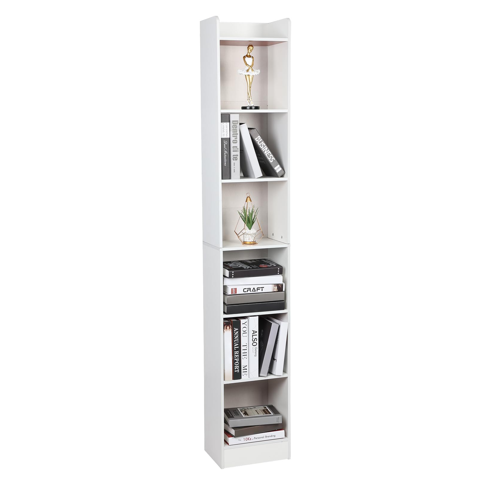 Generic 7 Shelf Tall Bookcase,71 Inches Height-Floor Standing Unit Wood Book Shelf Storage Organizer,Display Standing Shelf Unit for Bedroom & Living Room, White