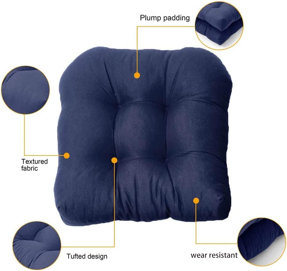 AALLYN Wicker Seat Cushions Round Back 19"x19" Seasonal Replacement Cushions, Outdoor Waterproof Chair Cushions, Patio Furniture Cushions(Color:Navyblue)