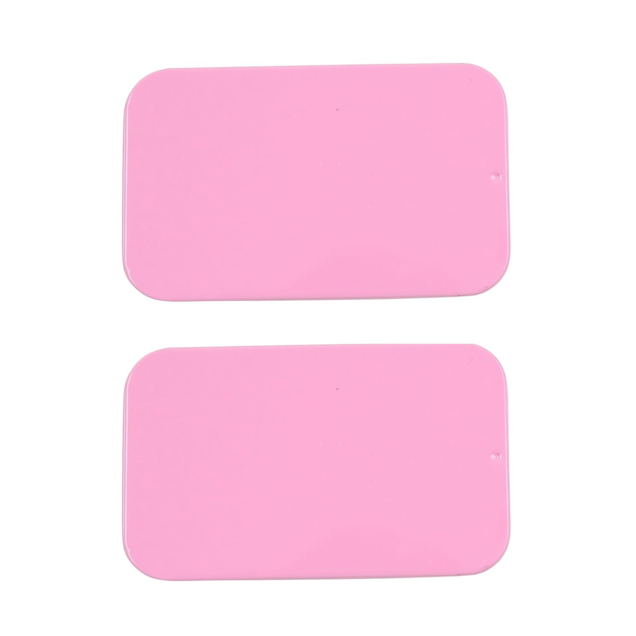 Vagocom 2Pcs Portable Metal Boxes with Lid,3.1x1.9x0.6inch / 80x50x15mm Small Empty Container Push and Pull Case for Home and Travel(Pink)