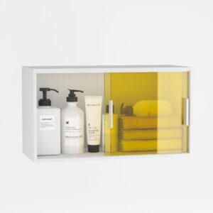 VECELO Medicine Cabinet, Bathroom Wall Mount Storage with Sliding Doors, White