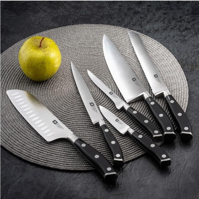 Richardson Sheffield Vulcano Stainless Steel Professional Paring Knife 3.5"" and All Purpose Knife 4.5"", Small, Black, R075X2P580K69