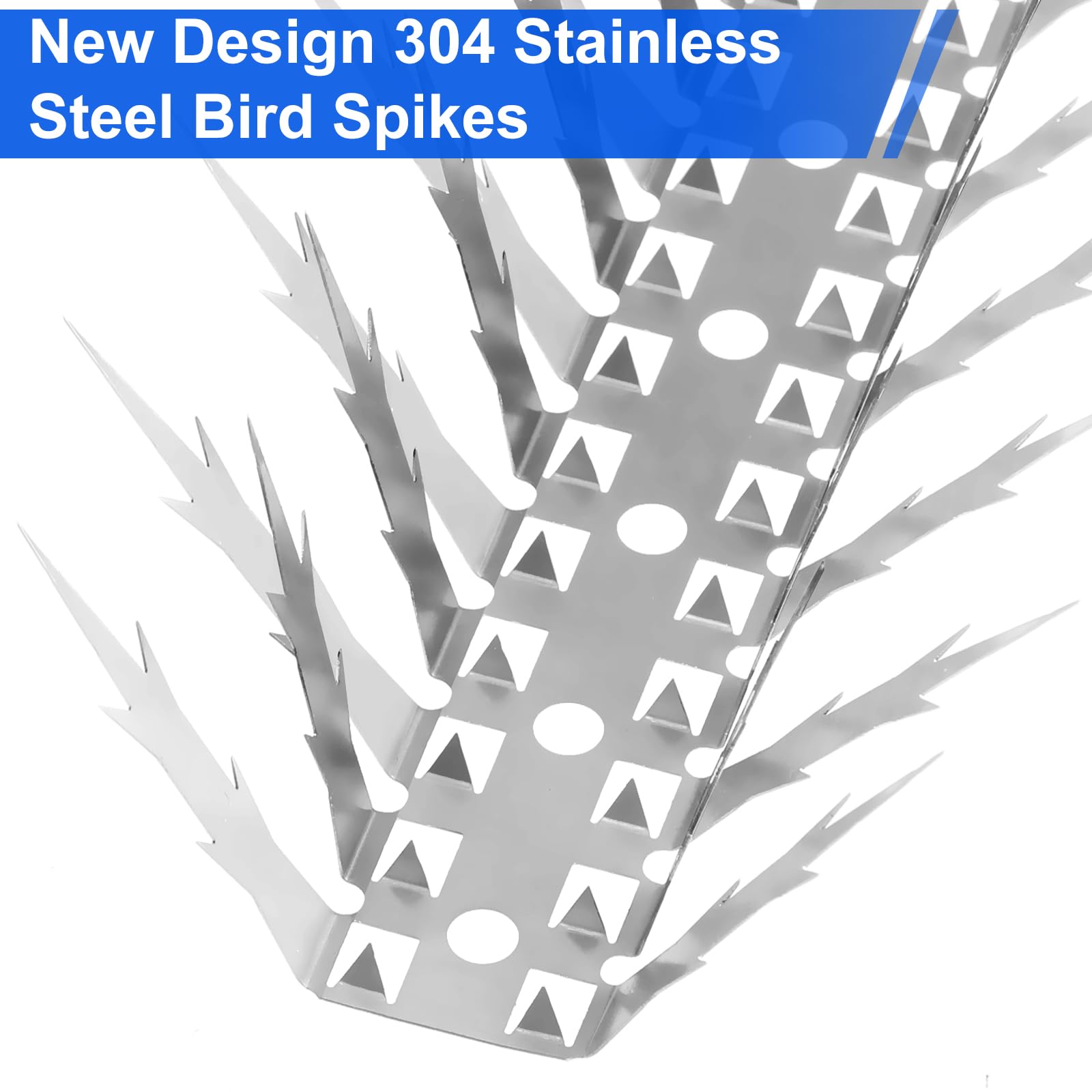 Quunoot Bird Spikes, 10 FT Stainless Steel Bird Deterrent Spikes, Pigeon Spikes for Outside to Keep Birds Squirrel Raccoon Cat Away, for Garden Fence Roof Window Sill and Wall(10 Pack)