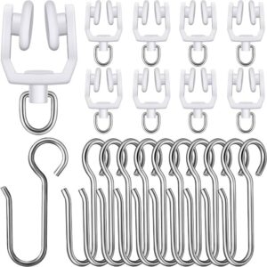 100 Pieces Curtain Track Hooks of 50 Pieces Hooks and 50 Pieces Rollers Gliders for Shower Curtain Straight Curved Curtain Track for Bendable Curtain Track Pulley Carrier Hooks (Style 2)