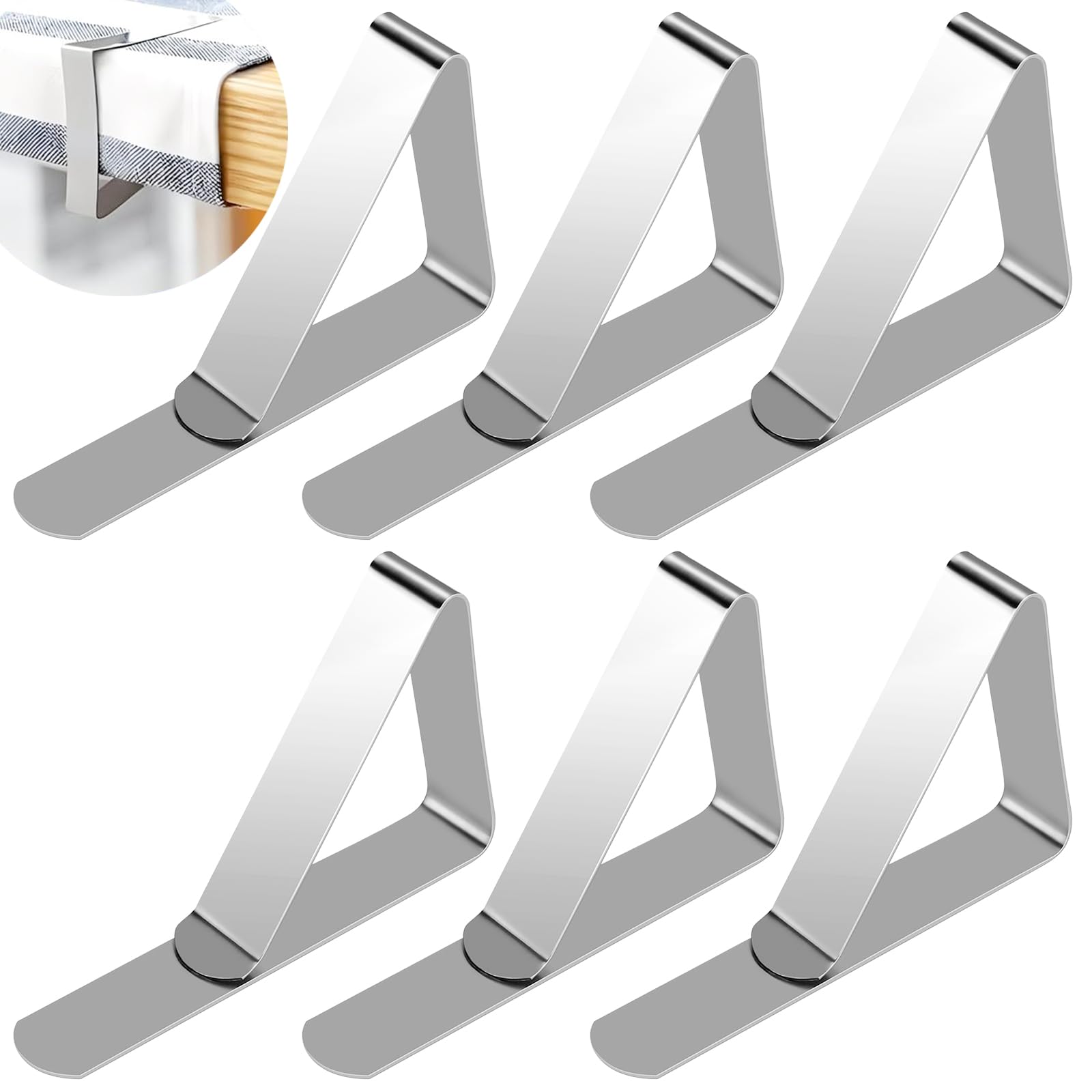 OKAMMY Tablecloth Clips for Outdoor Tables - Picnic Tablecloth Clips - Stainless Steel Tablecloth Clips Ideal Table Cloth Cover Clamps for Home Outdoor Tables 6 PCS