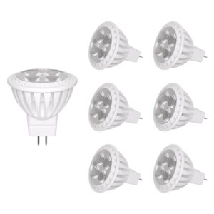 gohdlamp mr11 3w led bulbs 6-pack - warm white 2700k, gu4 bi-pin base, 12v low voltage spotlight, non-dimmable, energy-efficient halogen replacement for landscape and track lighting