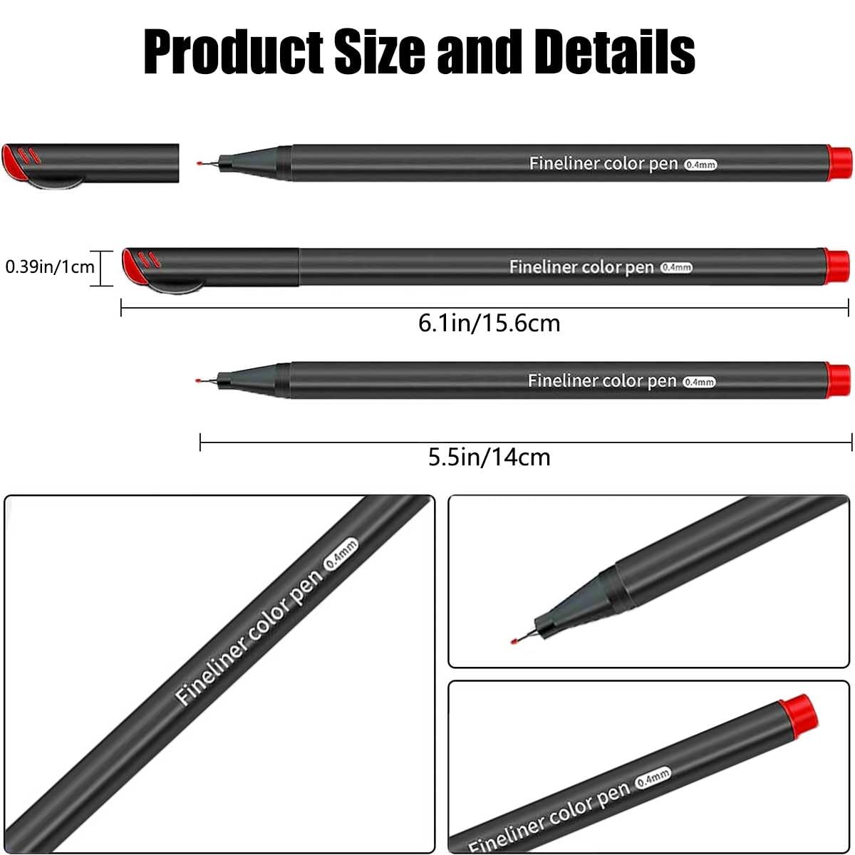 Belenova Fineliner Pens, Set of 24 Fineliners, 0.4 mm Tips Fine Point Markers, Assorted Art Pens, Water-Based Fine Tip Markers for Drawing, Sketching, Journaling and Calligraphy.