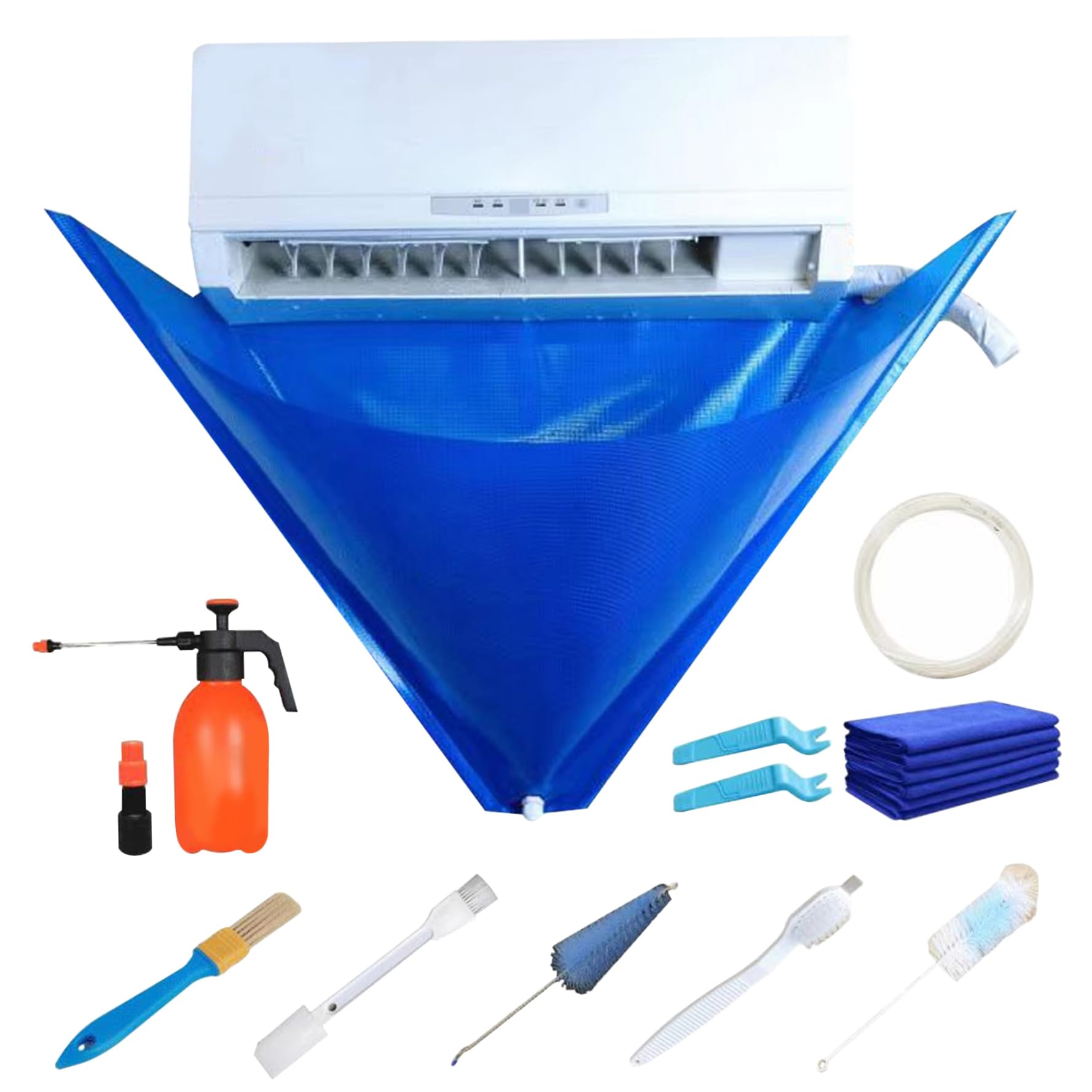 Minisplit Cleaning Kit, Air Conditioner Cleaning Kit for 37-45in 12PCS Waterproof Wall Mounted Air Conditioner Bag with Drain Outlet Pipe Minisplit Cleaning Kit