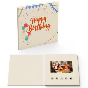 customisable happy birthday video greeting card – 4.3" lcd display, rechargeable, built-in speaker, diy gift for friends and family