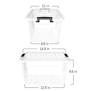 Storage Bins 18Qt Heavy-Duty Plastic Storage Bin Box, 6 Pack Stackable and Nestable Container Totes with Durable Lid and Secure Latching Buckles,Storage Containers for Garage and Home Organizing