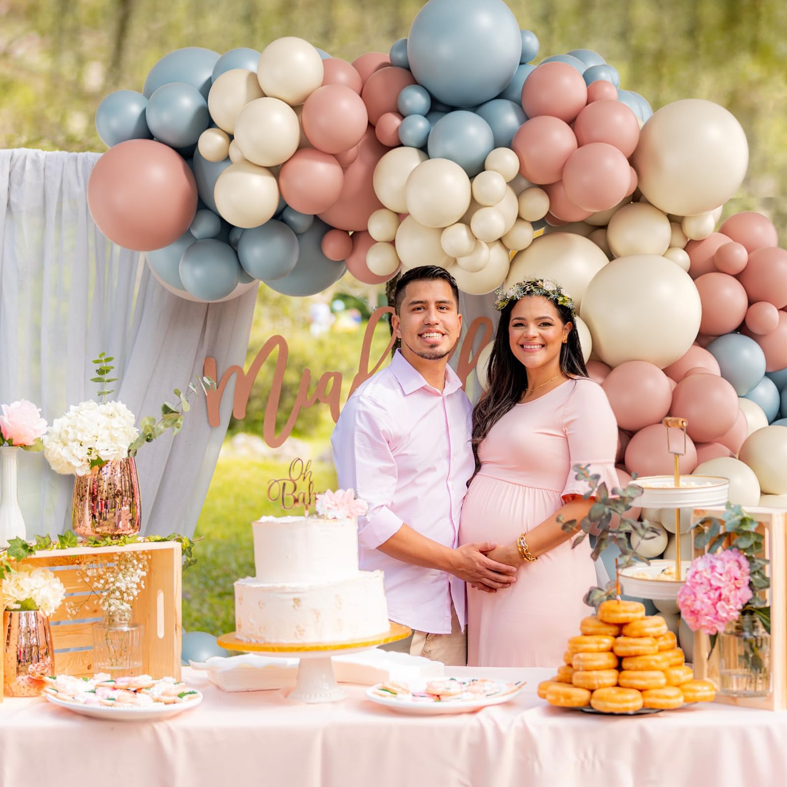 Gender Reveal Balloon Garland Arch Kit, 130pcs Dusty Pink and Blue Balloons Arch for Boho Neutral Theme Baby Shower Birthday Gender Reveal Decoration