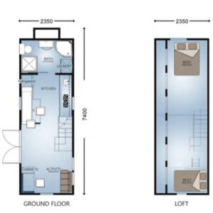 Generic Aluminum Tiny Movable Prefabricated Insulated House with 1 Bathroom, 1-3 bedrooms & 1 Kitchen- Tiny loft House, Mini Caravan,Travel Camper Trailer for Family, Customized