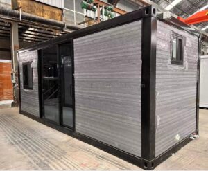 generic airconditioned foldable prefab homes prefabricated 20ft office fully equipped expandable container movable house with bathroom +kitchen with sun shade, customized