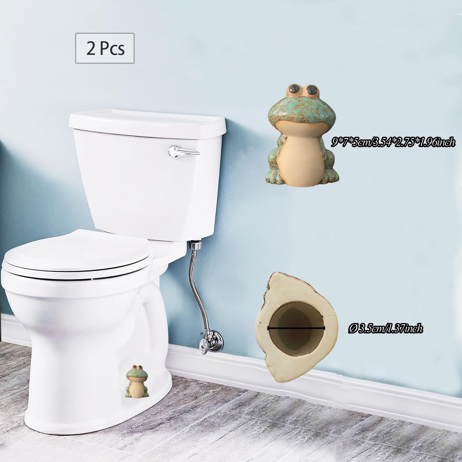 Frog Toilet Bolt Caps Ceramic Toilet Bolt Covers Decorative Toilet Screw Cover Caps, Toilet Caps for Bottom of Toilet, Cute Toilet Bowl Bolt Covers for Bathroom Decor, Easy to install (Green)