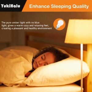 YukiHalu LED Amber Light Bulbs, A19 1800K E26 800Lm, 60W Equivalent Soft Warm Sleep Light Bulbs for Healthy Sleep, Baby Nursery Light, Bedroom Night Light, Not-Dim, 2-Pack