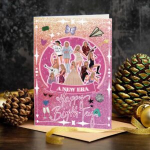 Byqone Funny Birthday Card Styles for Fans- Singer Happy Birthtay Foldable Bling Style - Great Sweet Birthday Gifts for Women Girls Her Him Men for Fans - Includes 5x7 Card with Envelope