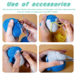 Crochet Kit for Beginners Kids Adults - Amigurumi Crocheting Animal Kits, Beginner Knitting Set DIY Art Craft, 3 Pattern Owl, Penguin, Frog, Easy to Learn Tutorials, Yarns, Hook, for Girls Age 12+