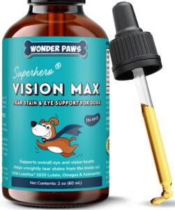 premium eye supplement for dogs – tear stain supplement for dogs, eyes, vision & macular health - eye support for dogs with lutein, zeaxanthin, astaxanthin & omegas - all ages, sizes & breeds – 2oz