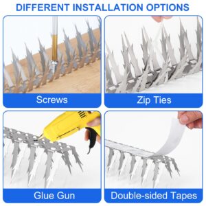 Quunoot Bird Spikes, 10 FT Stainless Steel Bird Deterrent Spikes, Pigeon Spikes for Outside to Keep Birds Squirrel Raccoon Cat Away, for Garden Fence Roof Window Sill and Wall(10 Pack)