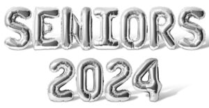 letter balloons - seniors 2024 16" inch alphabet letters foil mylar balloon graduation party banner (silver)