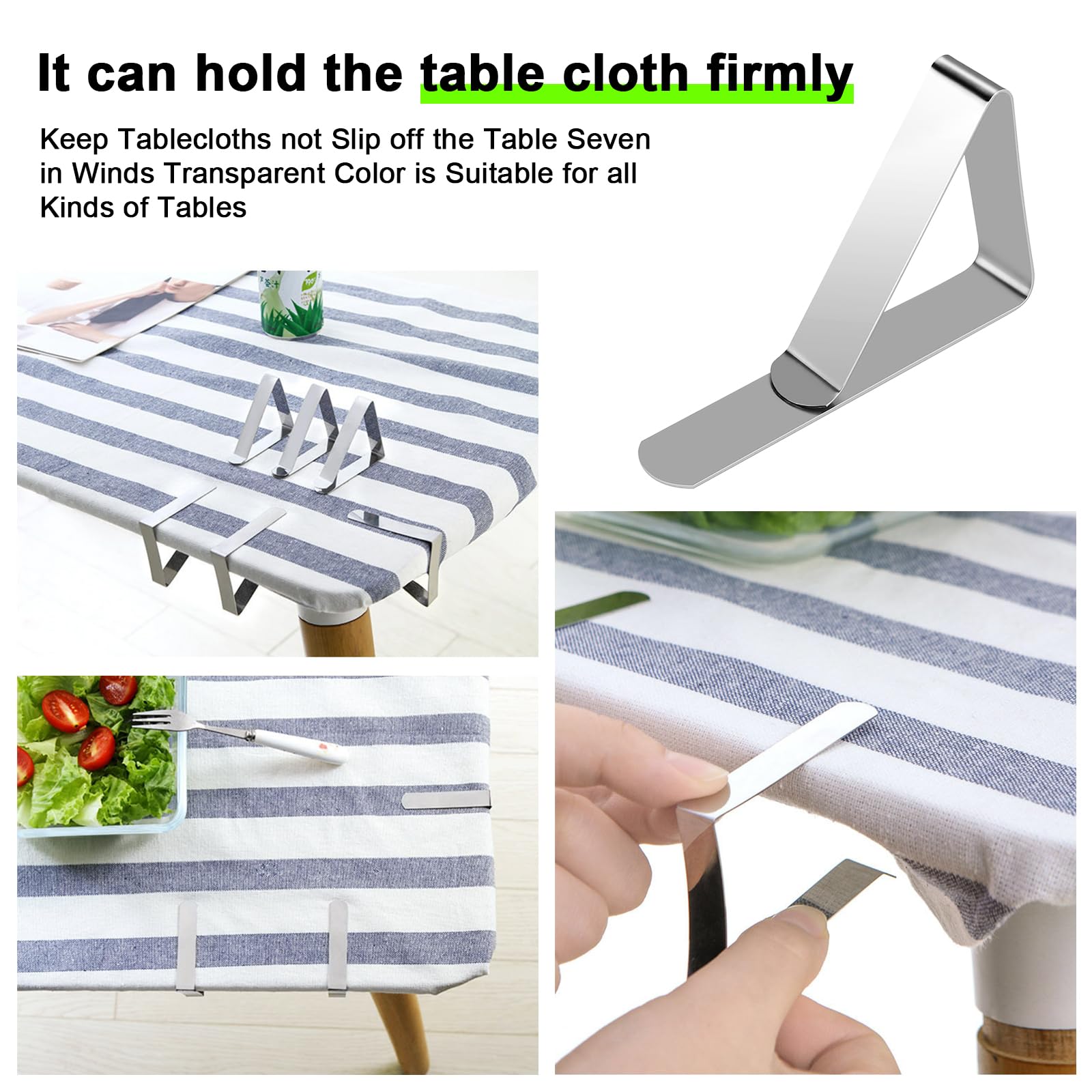 OKAMMY Tablecloth Clips for Outdoor Tables - Picnic Tablecloth Clips - Stainless Steel Tablecloth Clips Ideal Table Cloth Cover Clamps for Home Outdoor Tables 6 PCS