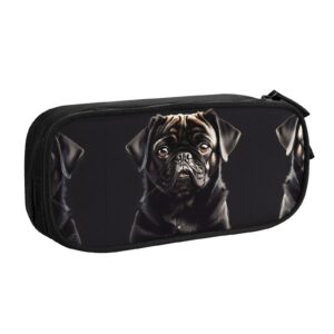 yqxwjl cute black pug dog print pencil cases pen box stationery makeup bag, desk organizer for college adults women men