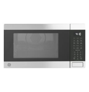 ge gcst10a1wss 4-in-1 microwave oven, 1,050 watts air fryer, broiler & convection mode, kitchen essentials for the countertop or dorm room, child-lock technology 1.0 cu. ft, stainless steel