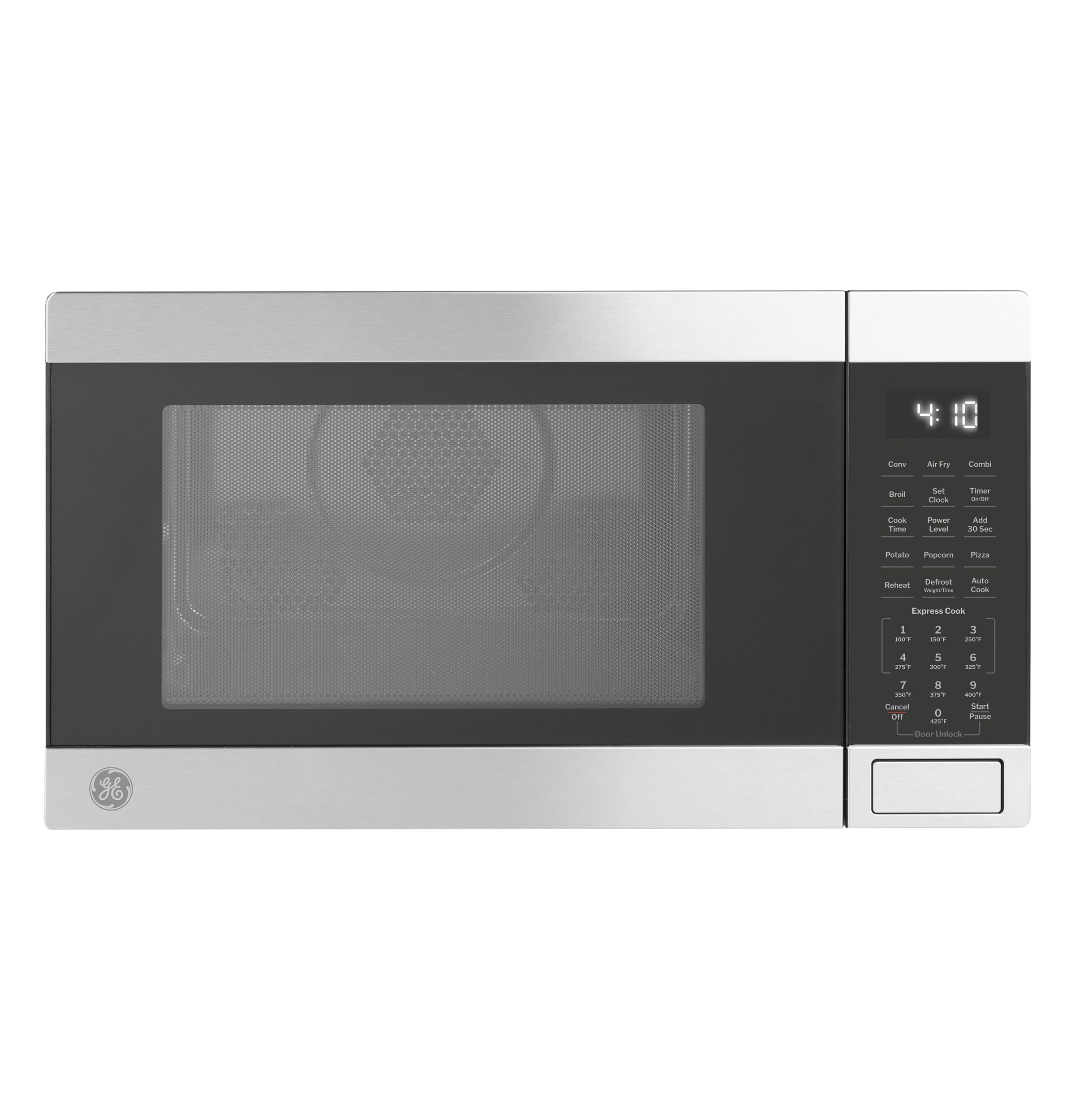 GE GCST10A1WSS 4-in-1 Microwave Oven, 1,050 Watts Air Fryer, Broiler & Convection Mode, Kitchen Essentials for The Countertop or Dorm Room, Child-Lock Technology 1.0 Cu. Ft, Stainless Steel