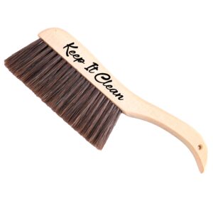 personalized handcrafted brush broom natural wood handle soft bristles engraved cleaning home office car desktop couch eco-friendly natural wood portable housewarming gift barn decor