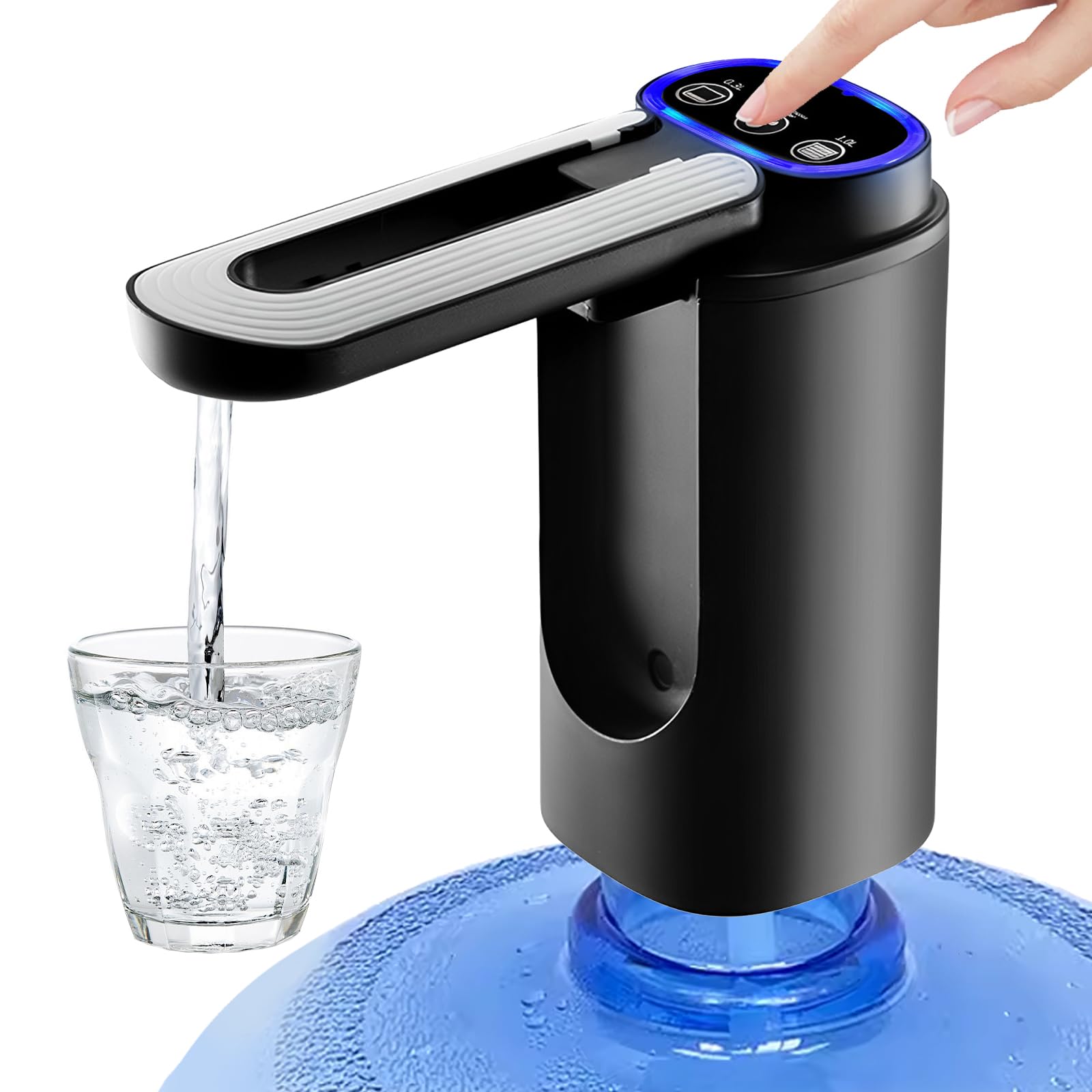 Qicyfeus Water Bottle Pump Automatic Water Dispenser for 5 Gallon Bottle Type-C Charging Portable Electric Water Dispenser Pump (Black)