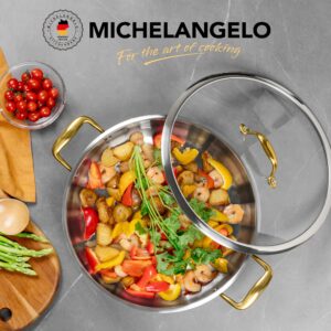 MICHELANGELO Stainless Steel Pan with Lid - 7 Quart Saute Pan, Deep Frying Pan with Lid, Dishwasher and Oven-Safe, All Cooktops Compatible, 12 Inch